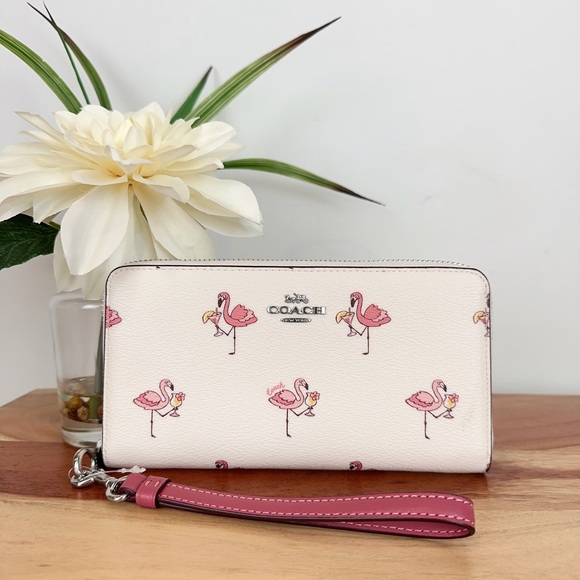 Coach | Bags | Nwt Coach Long Zip Around Wallet With Flamingo Print ...